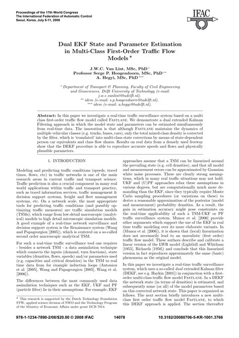Pdf Dual Ekf State And Parameter Estimation In Multi Class First