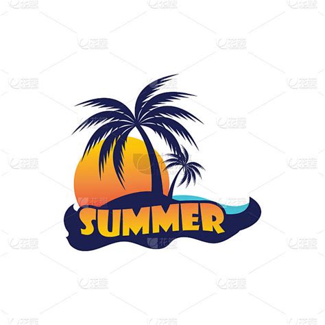 夏日海滩矢量图标设计插图