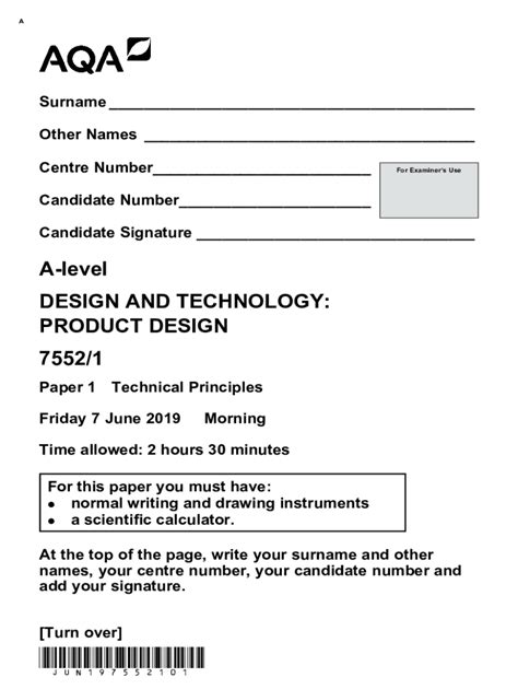 Fillable Online Question Paper Modified A4 18pt Product Design Design And Technology Fax
