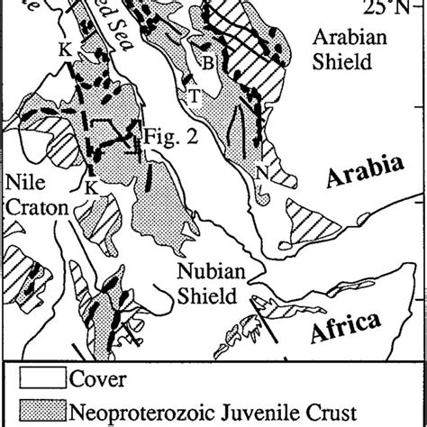 Generalized Geologic Map Of The ArabianNubian Shield Showing The