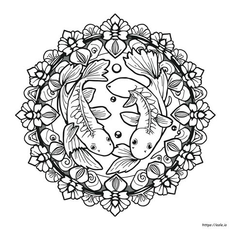 Mandala De Pez Koi Para Colorear Mandala De Pez Koi Para Colorear