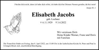 Traueranzeigen Von Elisabeth Jacobs Trauer Nn De
