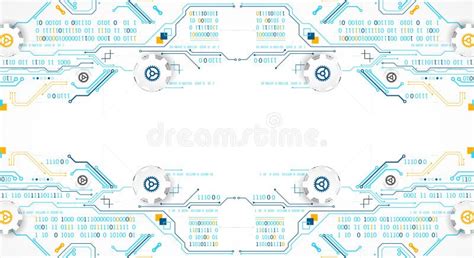 Vector Illustration Hi Tech Digital Technology And Engineering Theme Stock Vector
