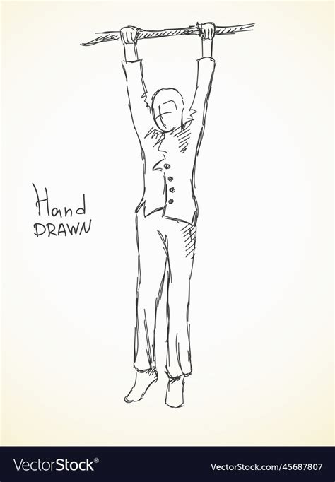 Hand Drawn Sketch Of Man Hanging On Tree Vector Image