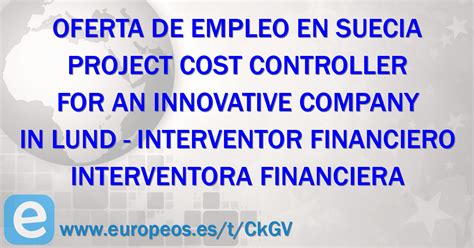 Project Cost Controller For An Innovative Company In Lund