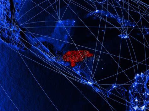 Honduras Op Blauwe Digitale Kaart Met Netwerken Concept Internationale