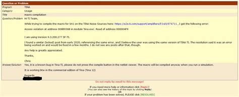 access violation at address 008b936b in module tina exe read of