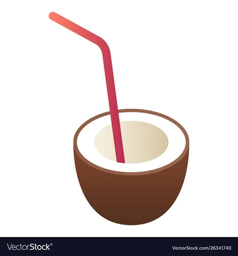 Coconut Cocktail Icon Isometric Style Royalty Free Vector