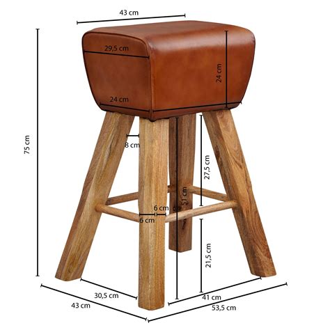 Turnbock Barhocker 75 Cm Massivholz Barstuhl Leder Tresenstuhl Hocker