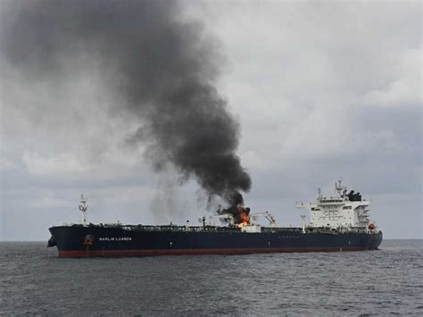 Crew Extinguishes Fire On Oil Tanker Hit By Houthi Missile Off Yemen