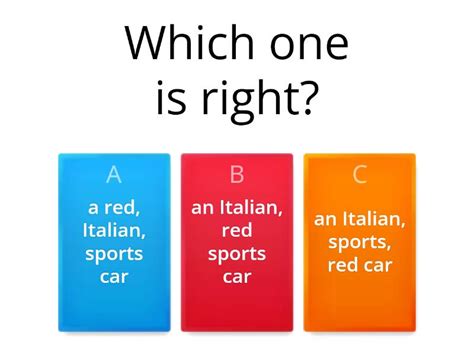 Adjective Order Викторина