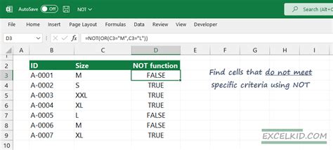 NOT Function Excel Bootcamp