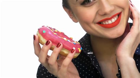 Close Up Pin Up Girl With Donut Stock Footage Sbv 348675588 Storyblocks