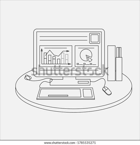 Analytics Vector Illustration Linear Artwork Computer Stock Vector Royalty Free 1785535271