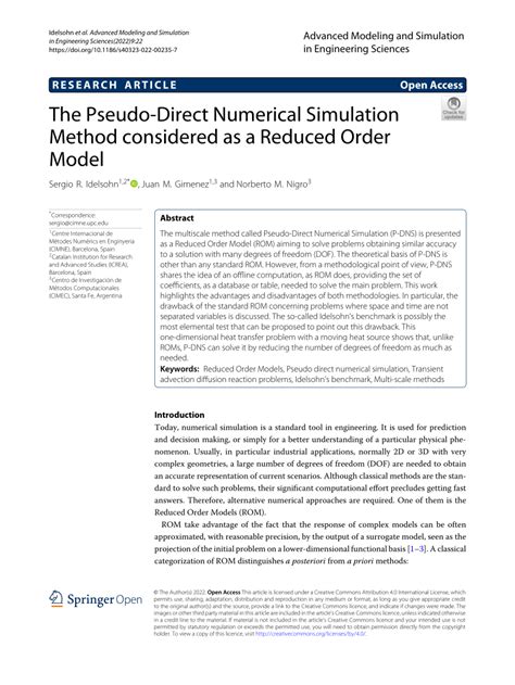Pdf The Pseudo Direct Numerical Simulation Method Considered As A