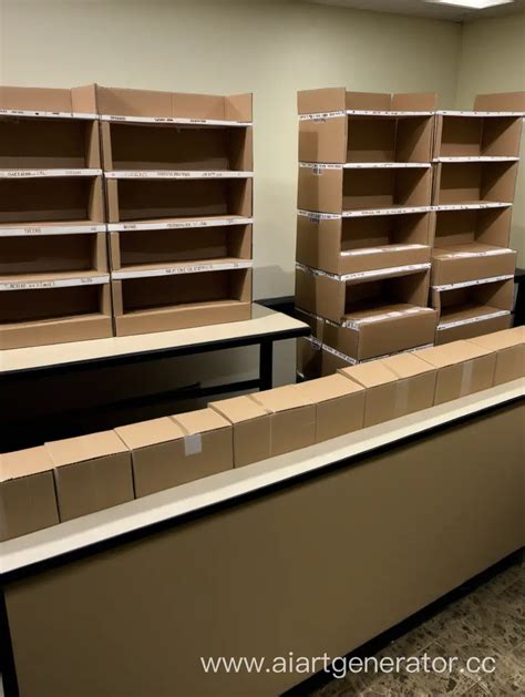 Empty Counter With Stacked Boxes In A Retail Store Ai Art Generator