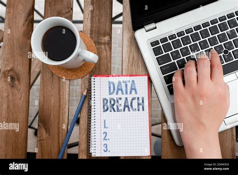 Conceptual Hand Writing Showing Data Breach Concept Meaning Security Incident Where Sensitive