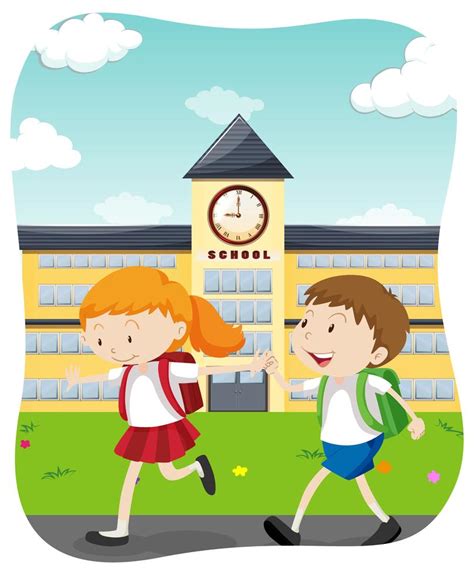 Glückliche Schüler Zur Schule Gehen 298130 Vektor Kunst Bei Vecteezy