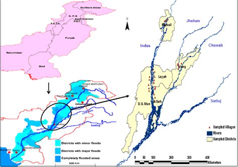 Flood Affected Areas In Punjab Case Studied In Research Source For Map