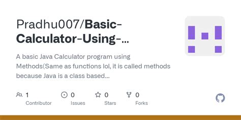 Github Pradhu007basic Calculator Using Methods In Java A Basic Java