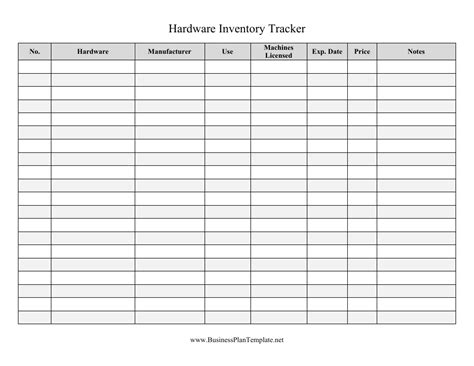 Hardware Inventory Tracking Template Download Printable PDF Templateroller