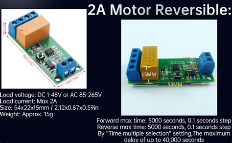 DC Motor Reverse Polarity Module V Time Adjustable DPDT Delay Relay A Drive Current