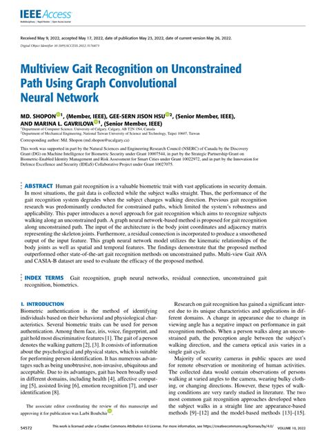 pdf multi view gait recognition on unconstrained path using graph