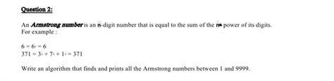 Solved Questionan Armstrong Number Is An N Digit Number