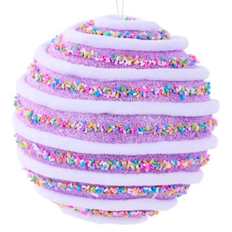 5125dia Candy Sprinkle Swirl Ball Orn Lavender Burlap And Bling Decor