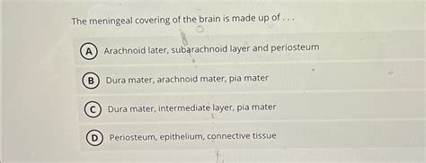 Solved The Meningeal Covering Of The Brain Is Made Up Of Solved The Meningeal Covering Of The Brain Is Made Up Of