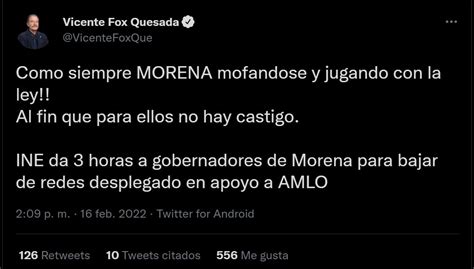 “mofándose” Vicente Fox Se Pronunció Sobre El Exhorto Del Ine Para