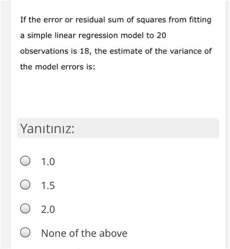 Solved If The Error Or Residual Sum Of Squares From Fitting