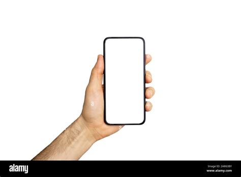 Smartphone Phone Empty Screen In A Hand Black Smartphone Isolated On