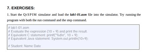 Solved 7 EXERCISES 1 Start The QtSPIM Simulator And Load Chegg