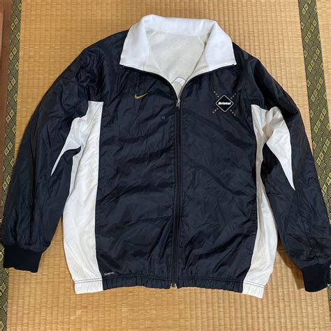 やや傷や汚れありF C Real Bristol x NIKE リバーシブル ナイロンxフリース ジャケット M黒x白 レア FCRB
