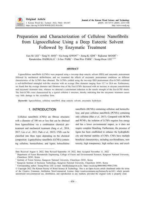 Pdf Preparation And Characterization Of Cellulose Nanofibrils From Lignocellulose Using A Deep