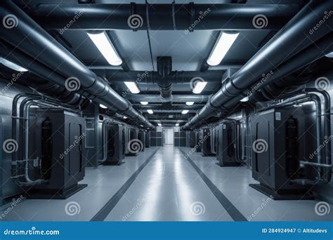 Data Center Cooling System With Pipes And Vents Stock Illustration Illustration Of Server