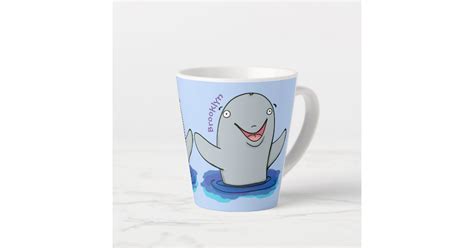 Adorable Happy Porpoise Cartoon Illustration Latte Mug Zazzle