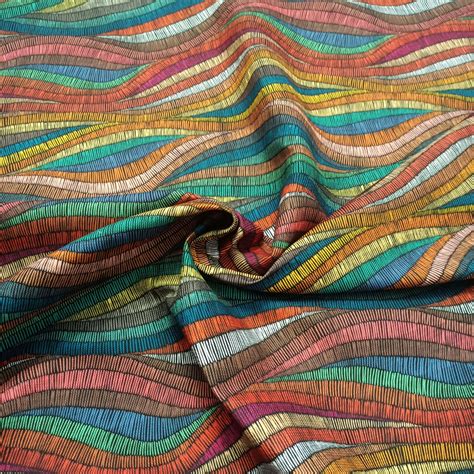 Geometric Colorful Modern Wave Pattern Fabric Abstract Print Etsy