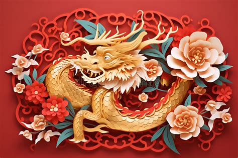 Chinese New Year Or Happy New Year Year Of The Dragon Golden