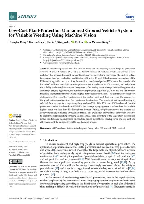 Pdf Low Cost Plant Protection Unmanned Ground Vehicle System For