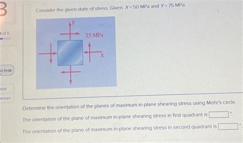 Solved Consider The Given State Of Stress Given X50mpa