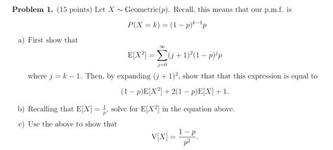 Solved Problem 1 15 Points Let XGeometric P Recall Chegg Com