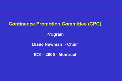 Continence Promotion Committee Cpc Program Diane Newman