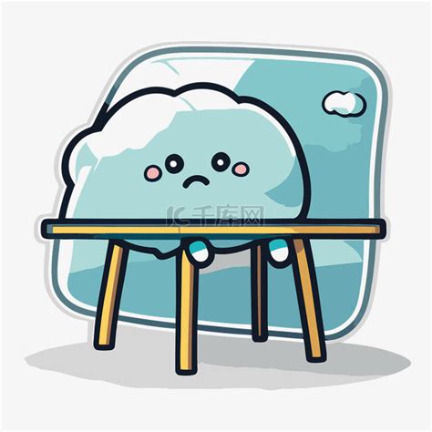 一张悲伤的云覆盖着桌子的贴纸 向量素材图片免费下载 千库网