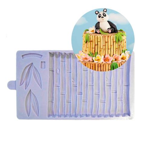 Molde silicona para fondant madera Bambú y hojas Karen Davies