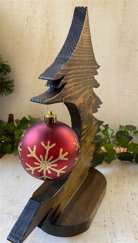 Wood Christmas Tree Ornament Hangerrustic Christmas Tree Etsy