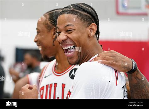 Chicago Bulls Forward Dalen Terry Right Laughs With Forward Demar