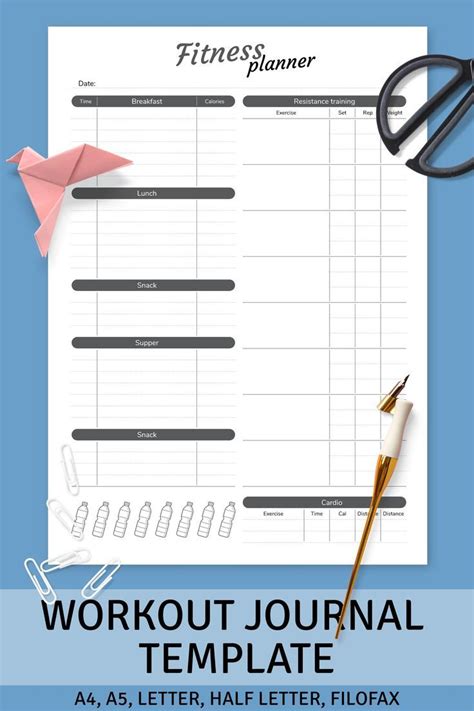 Fitness Planner Printable Template Health And Fitness Planner A4 A5
