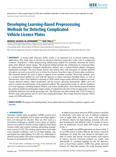 Pdf Developing Learning Based Preprocessing Methods For Detecting Complicated Vehicle Licence